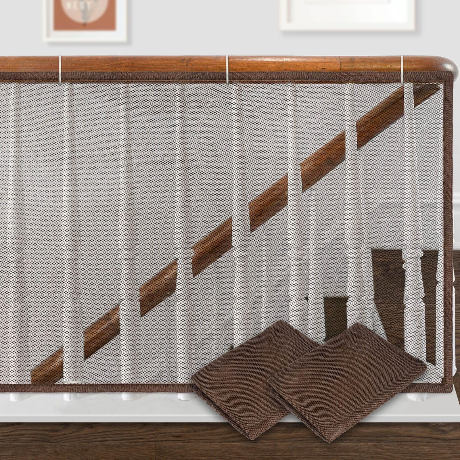 2 Pack 6.6ft x OIF8 2.6ft Indoor Outdoor Baby Safety Stair Railing Net ...