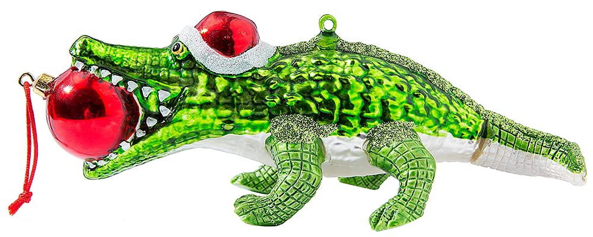 2 Pack 6.7'' Glass Alligator Christmas Ornament, Hand Painted Glass ...