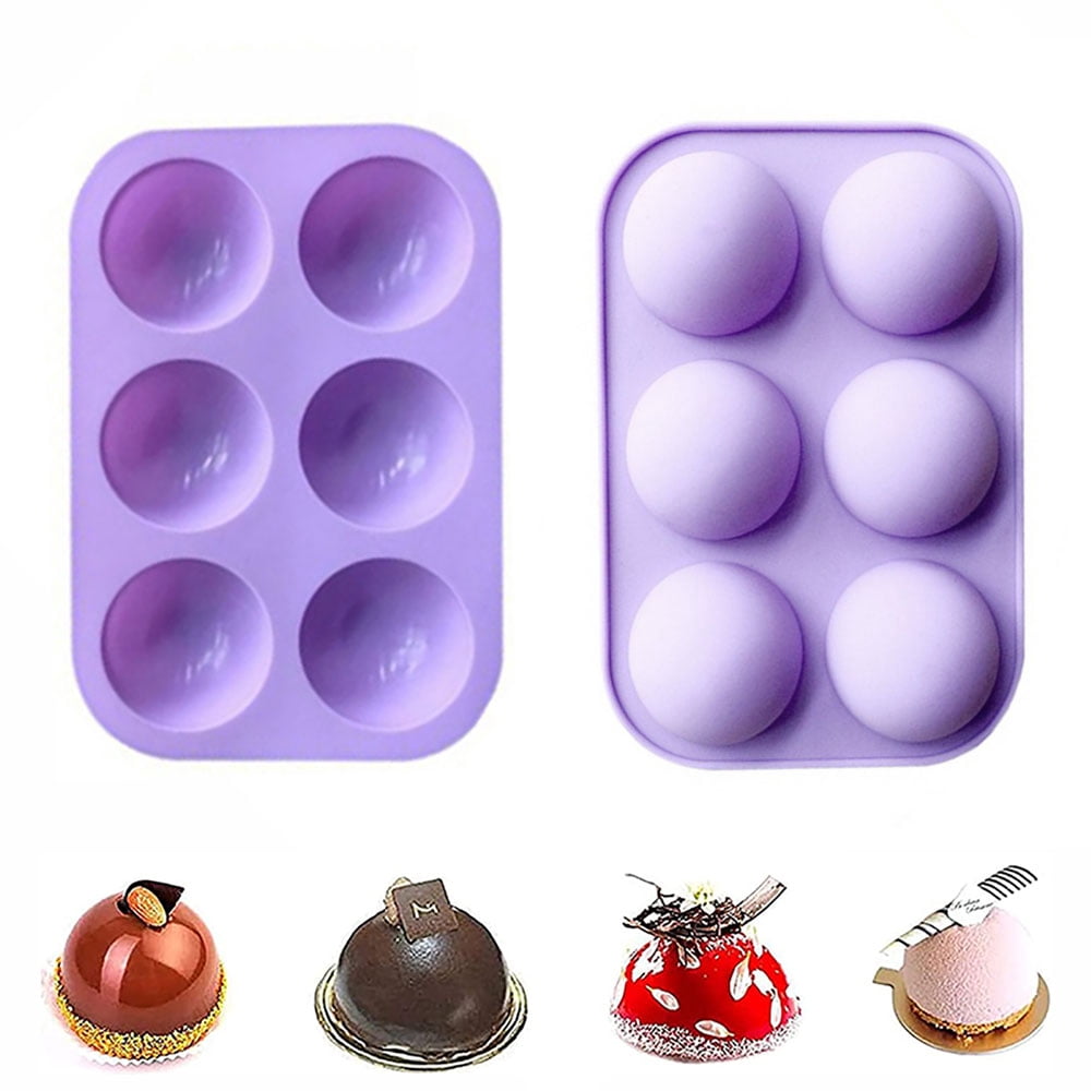 2 Pack 6-Cavity Semi Sphere Silicone Mold, Baking Mold for Making Hot ...