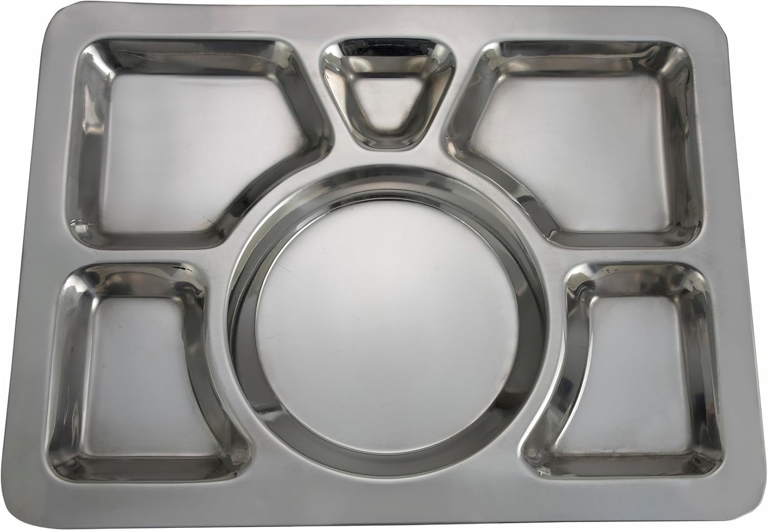 2 Pack 6-Compartment Mess Tray Style B Stainless Steel Medium Dinner ...