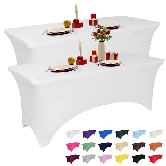 2 Pack 6 Feet Spandex Tablecloth for Rectangular Tables, Fitted Stretch ...