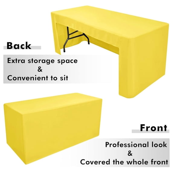 2 Pack 6' Fitted Tablecloth Yellow Trade Show Table Cloth-Open Back ...