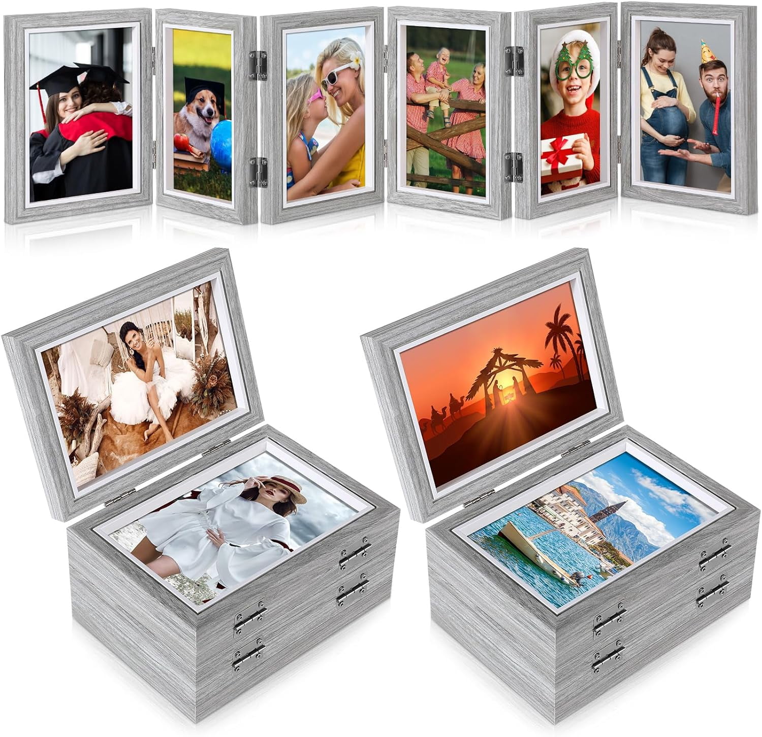 2 Pack 6 Folding Hinged Picture Frame Graduation Photo Frame High ...