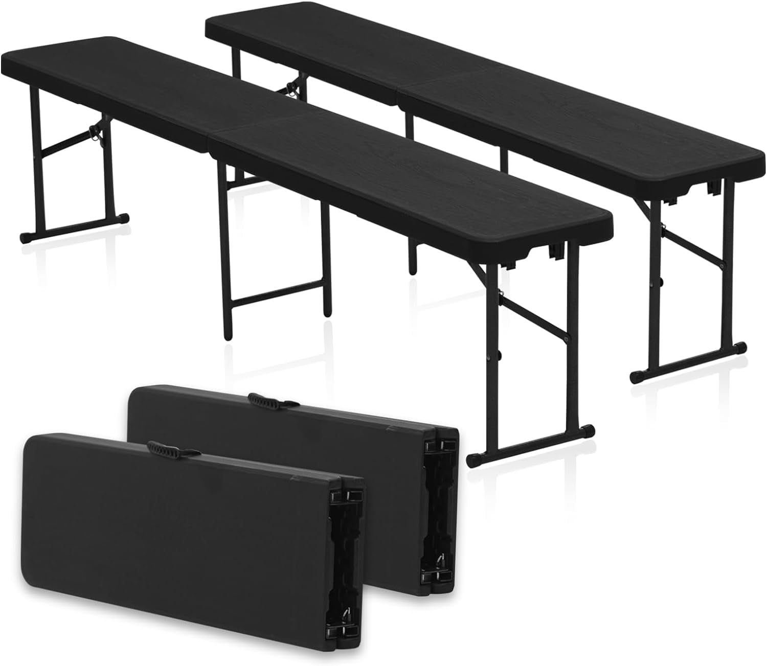 **2 pack 6 foot portable plastic folding bench 6ft 72" half foldable ...