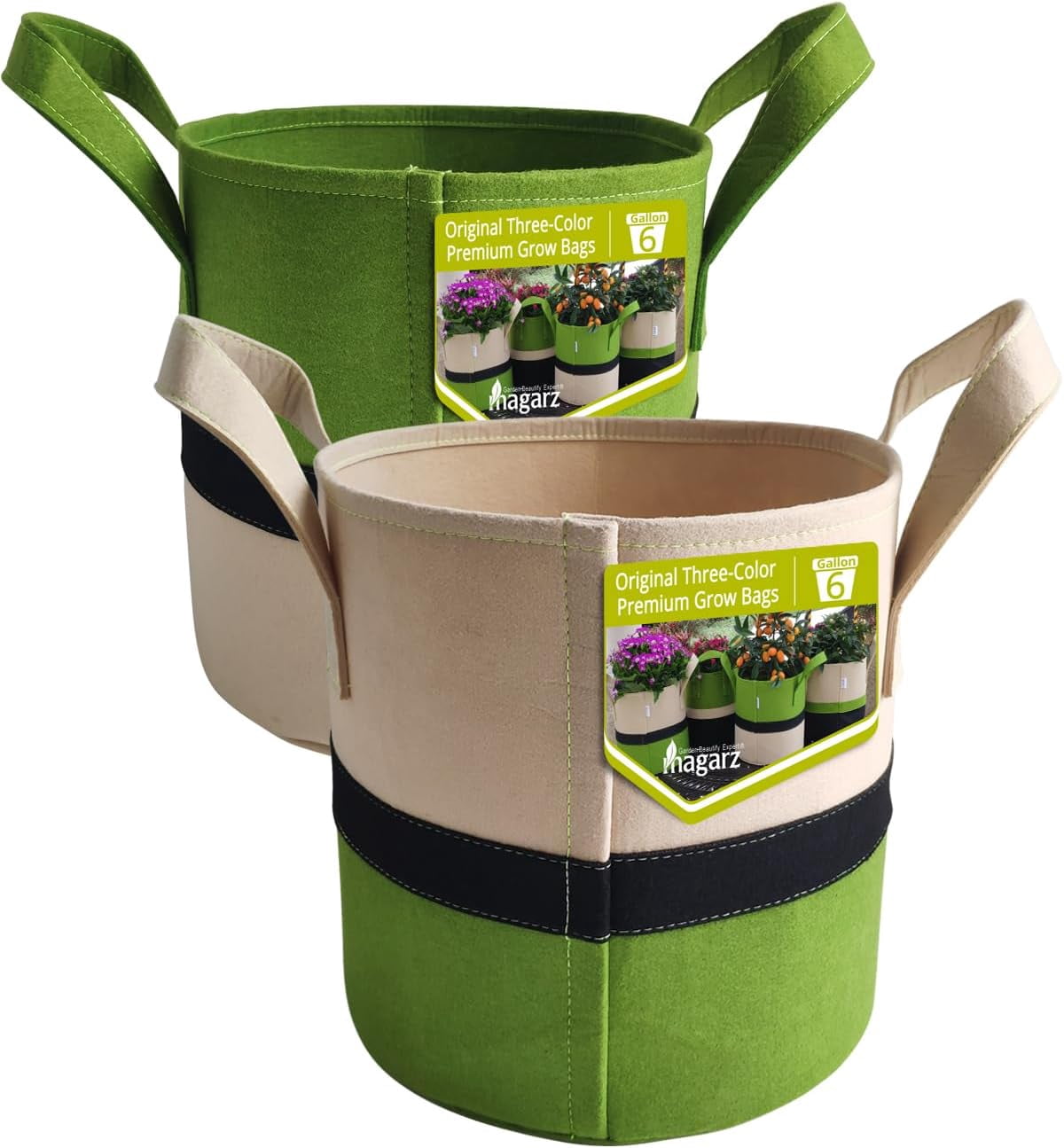 2-Pack 6 Gallon Colorful Three-Tone Heavy Duty Thickened Non-Woven Felt ...