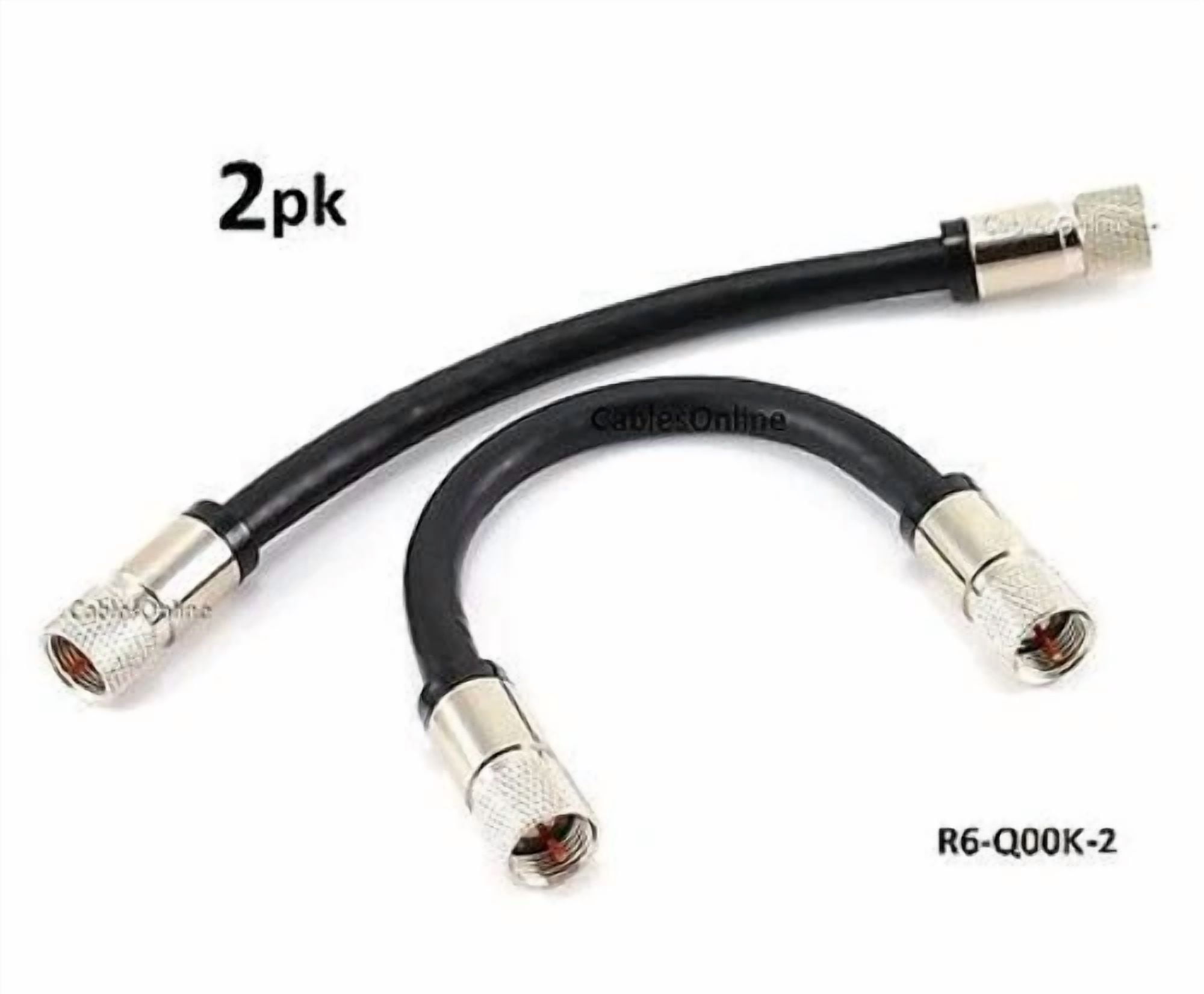 2-Pack 6" Heavy Duty Rg6 F-Type Dual-Shield Cl2 Tv/Antenna Coaxial ...