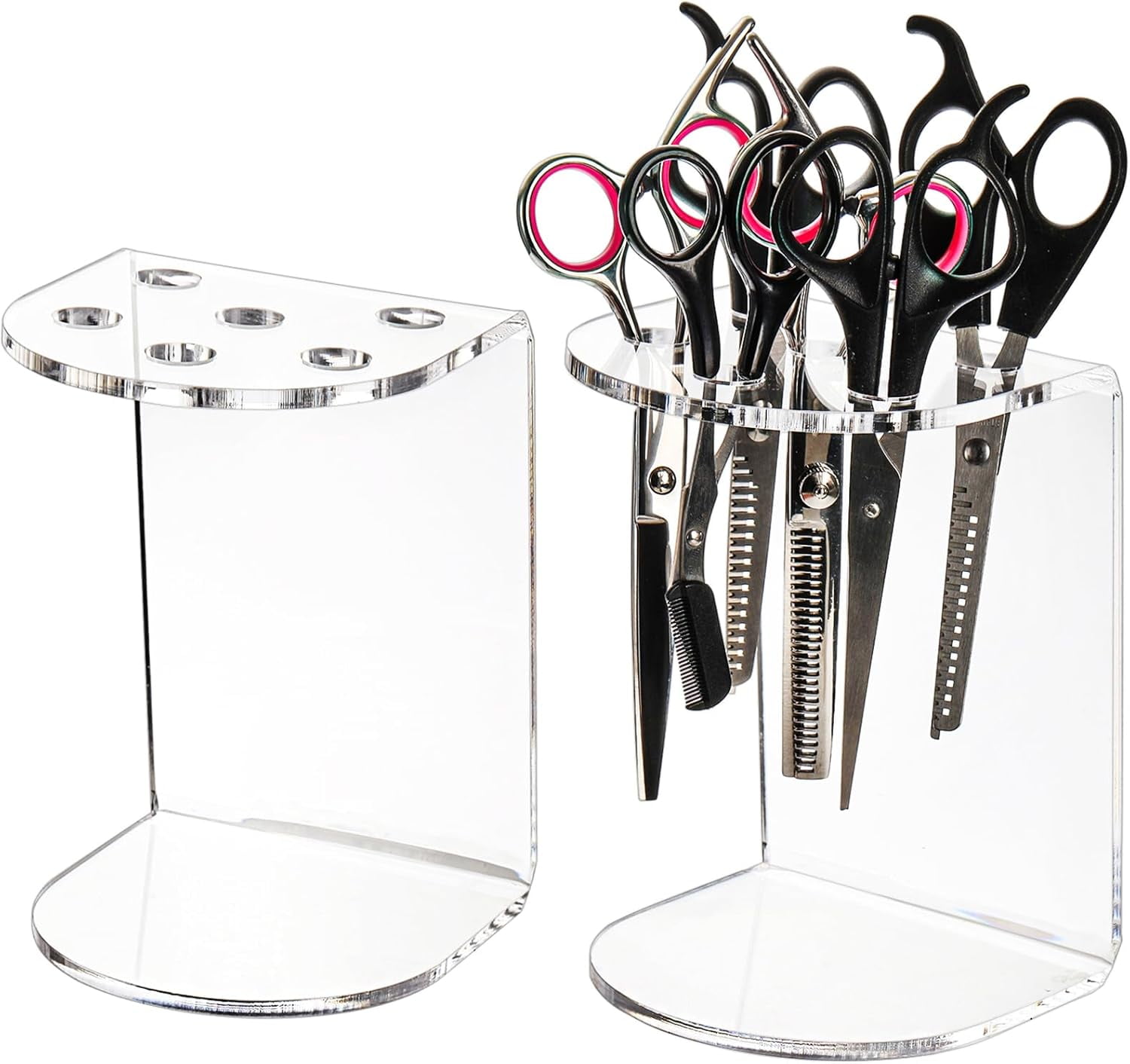 2 Pack 6 Holes Clear Acrylic Scissors Holder Rack, Salon Shear Holder ...