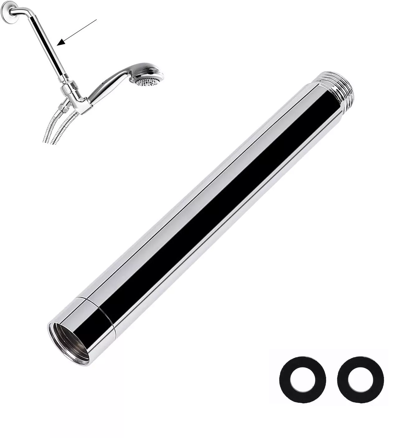 2 Pack 6 In Shower Head Extension Arm,Solid Metal Stainless Steel Pipe ...