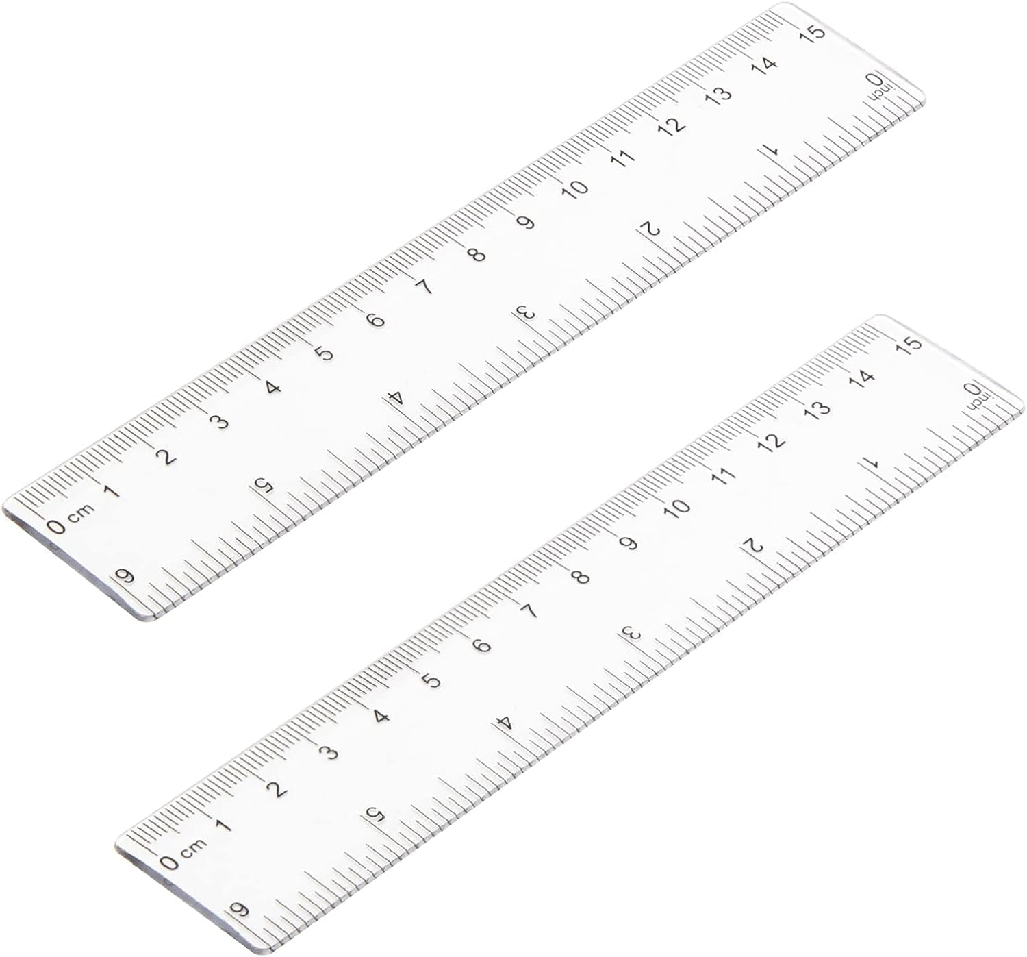 2 Pack 6 Inch Clear Plastic Ruler Straight Shatterproof Ruler Clear ...