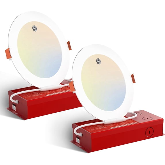 2 Pack 6 Inch LED Emerncy Recessed Lights with 90 Min Battery Backup ...