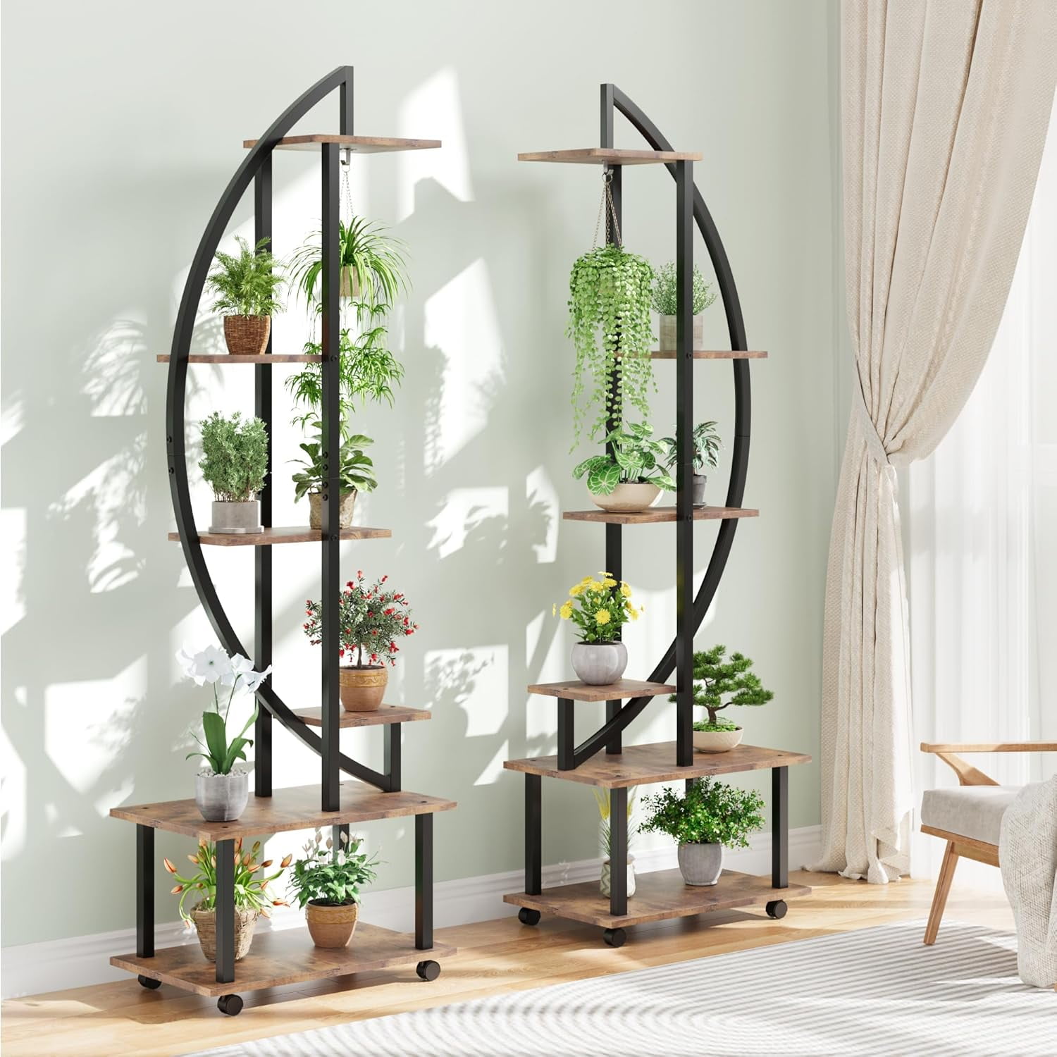 2 Pack 6-Tier Plant Stand, Tall Metal Indoor Plant Stand With ...