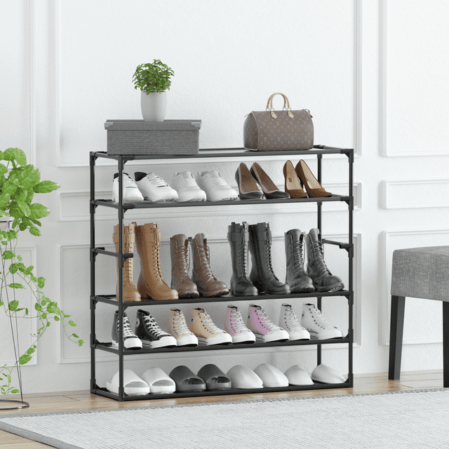 2 Pack 6-Tier Shoe Rack Small Spaces Storage Steel Frame And Fabric ...