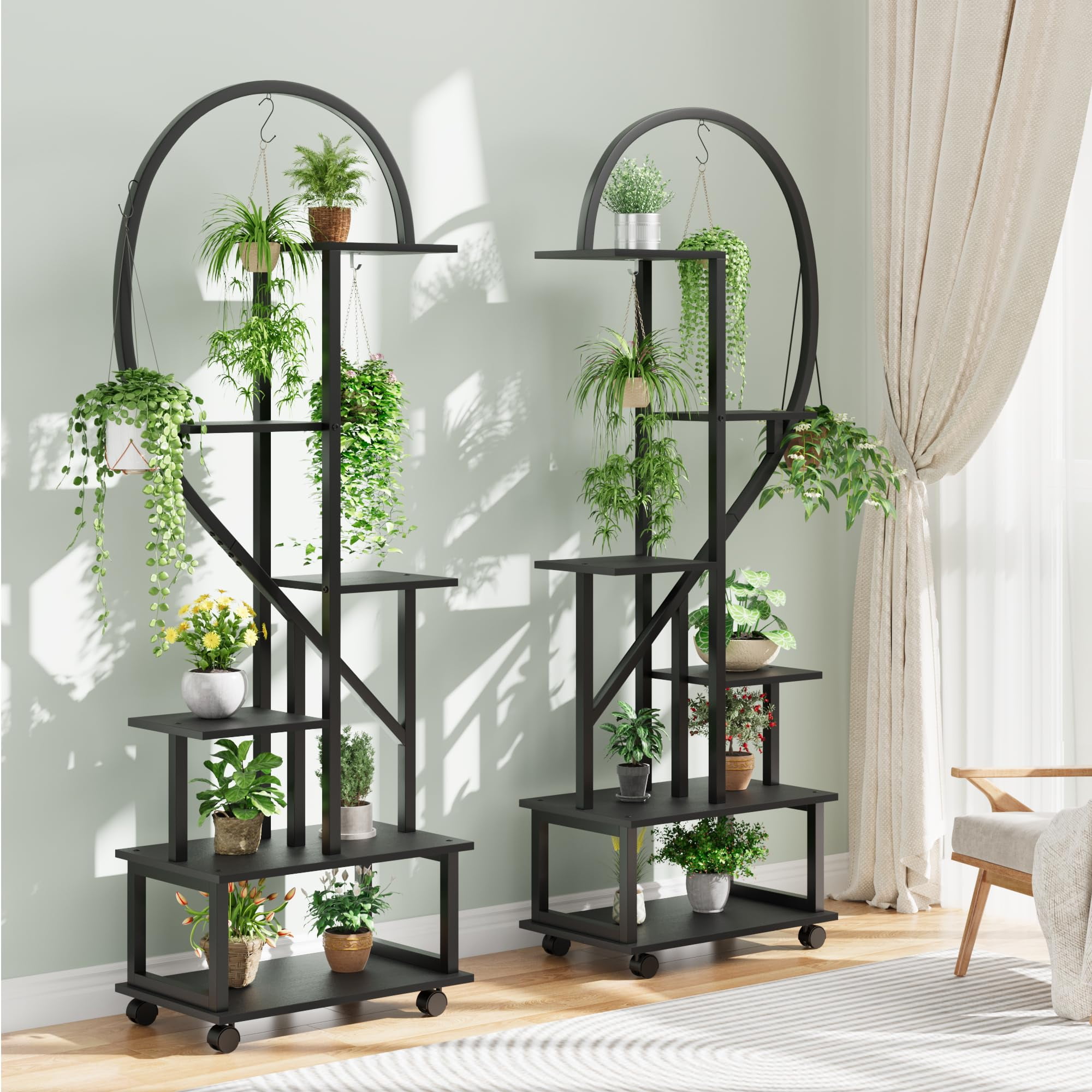 2 Pack 6 Tier Tall Plant Stand Metal Indoor Plant Stand with Detachable ...