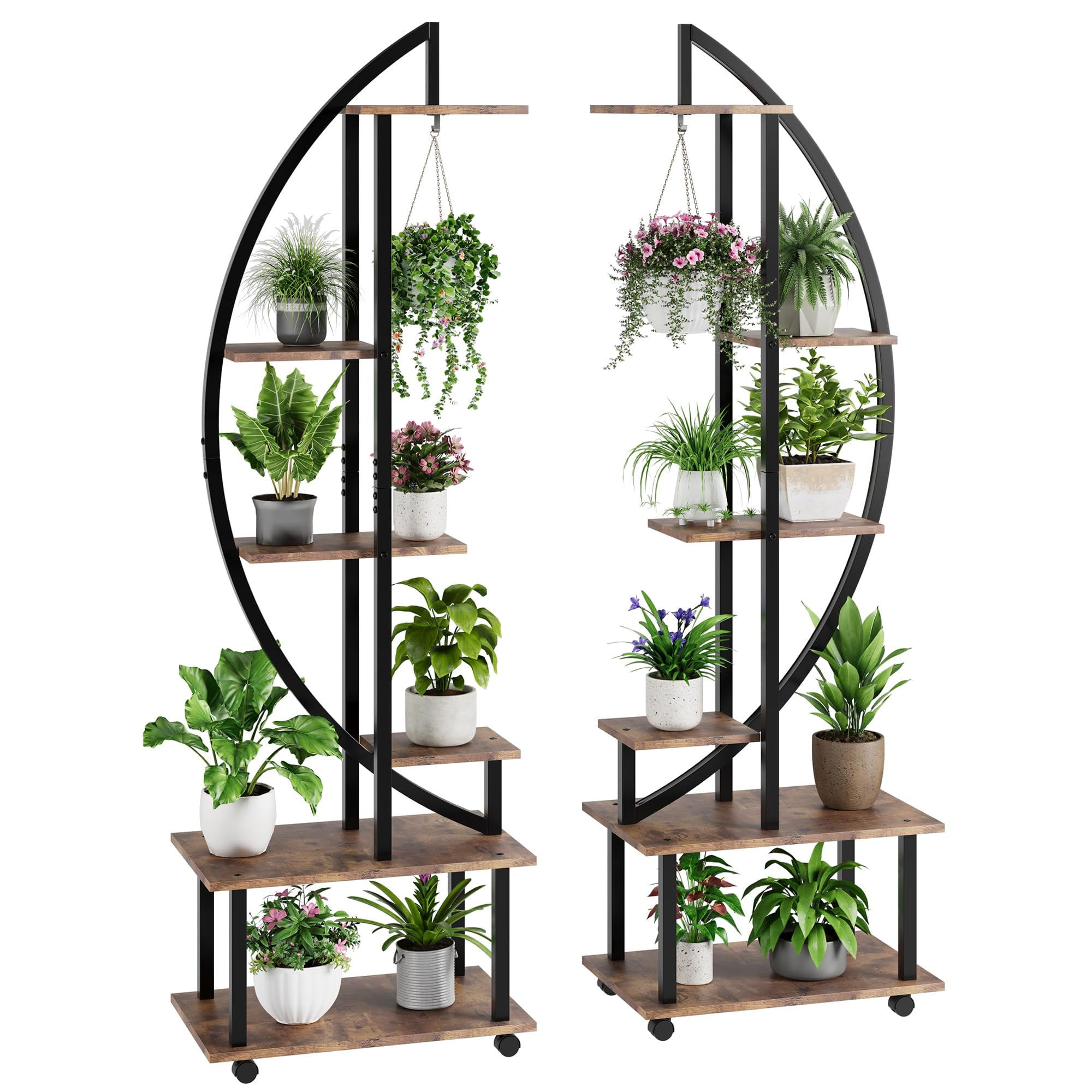 2 Pack 6 Tier Tall Plant Stand Metal Indoor Plant Stand with Detachable ...