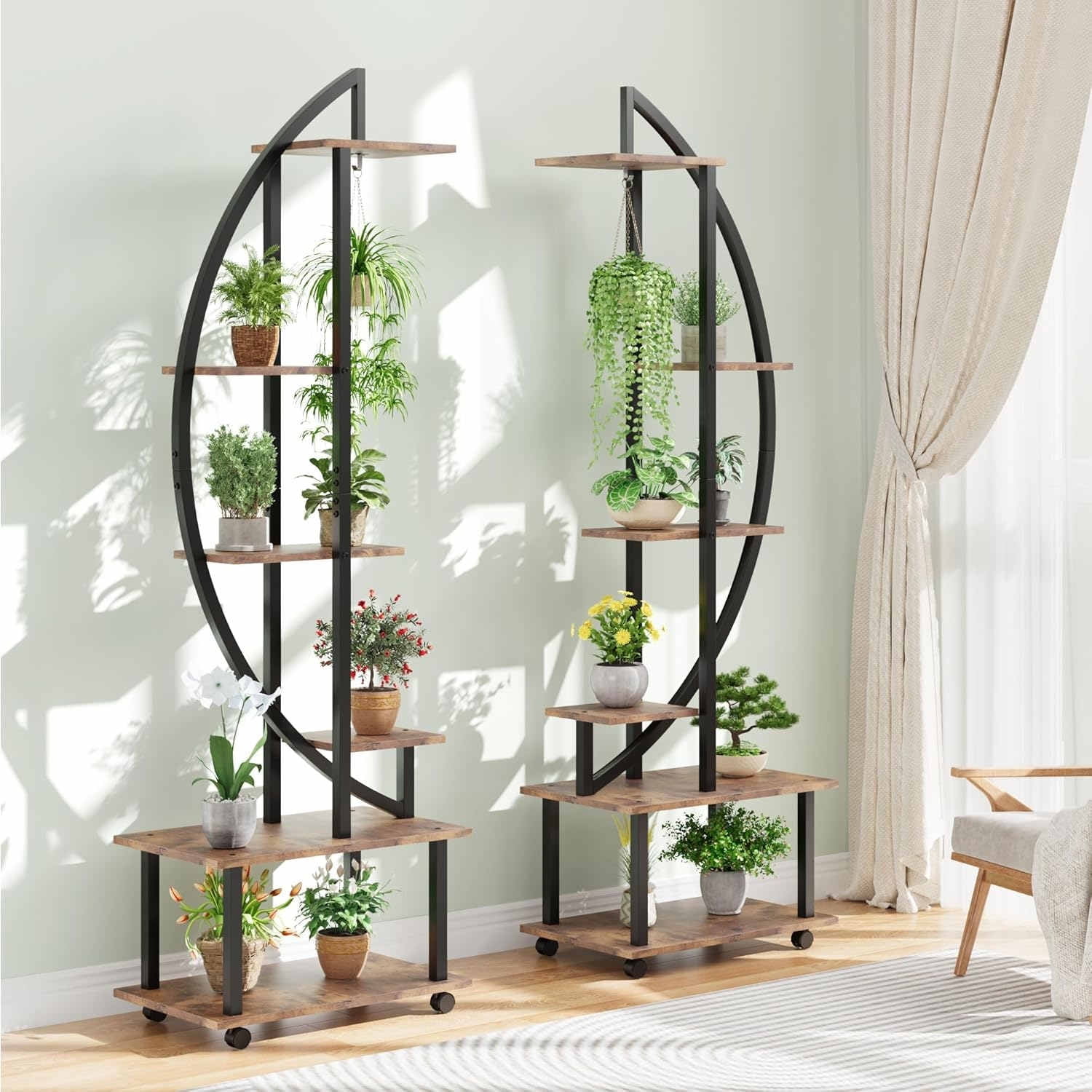 2 Pack 6 Tier Tall Plant Stand, Metal Indoor Plant Stand with ...