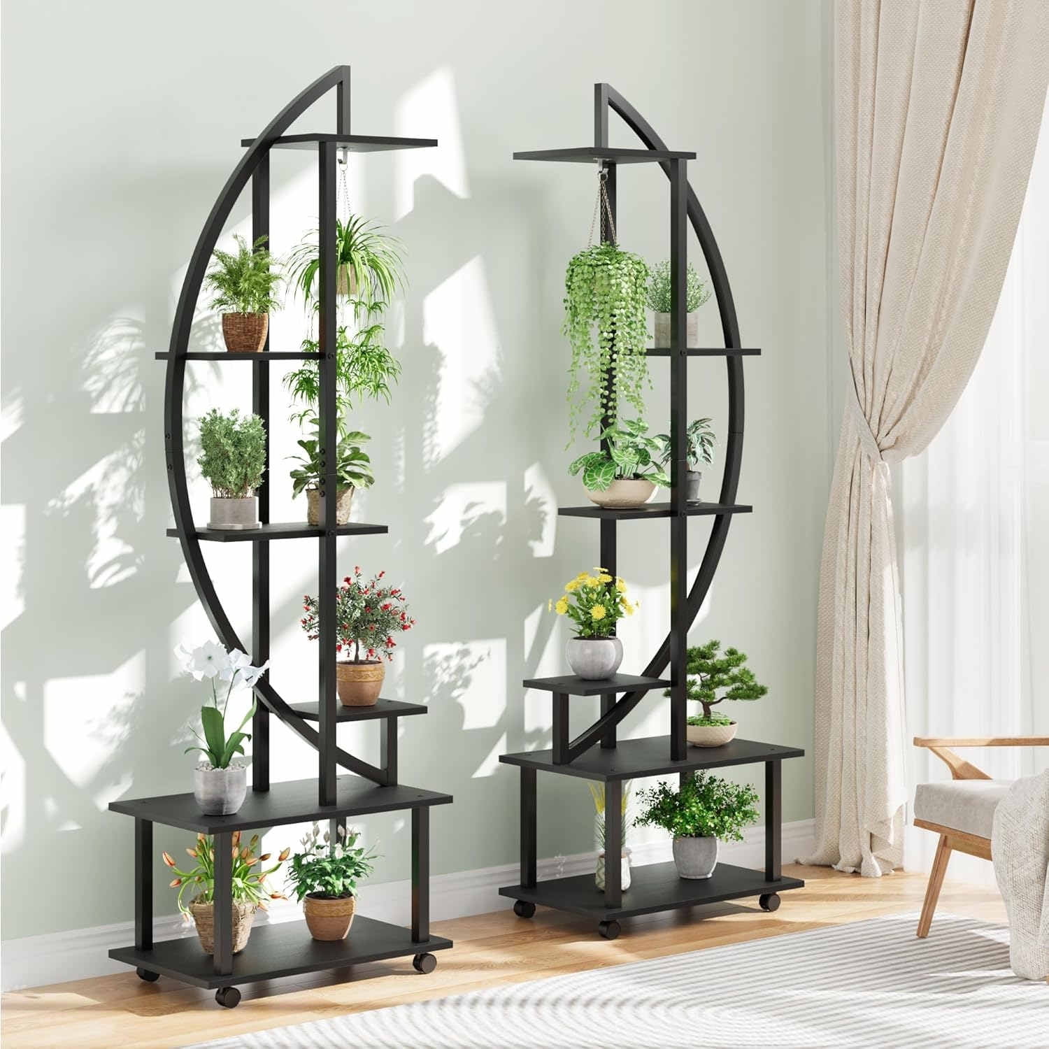 2 Pack 6 Tier Tall Plant Stand, Metal Indoor Plant Stand with ...