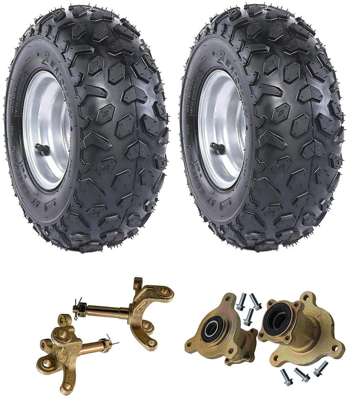 2 Pack of 6" Wheels 145/70-6 Tubeless Tire on Rim 3 Stud w/Front ...