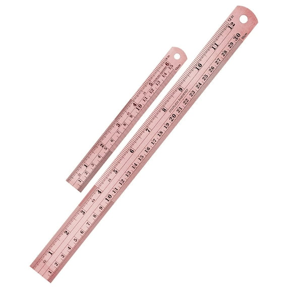 2 Pack, 6" and 12", Rose Gold, 6 Inch Ruler Metal Rulers, Stainless ...