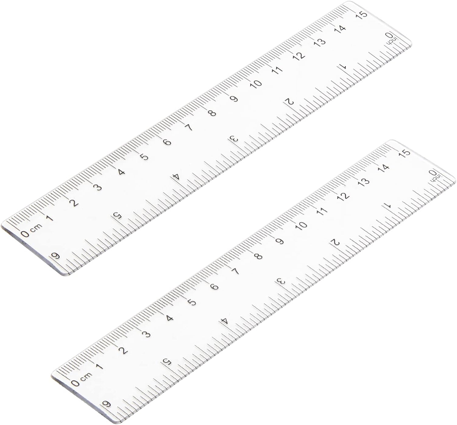 2 Pack 6 inch Clear Plastic Ruler Straight Shatterproof Rulers ...