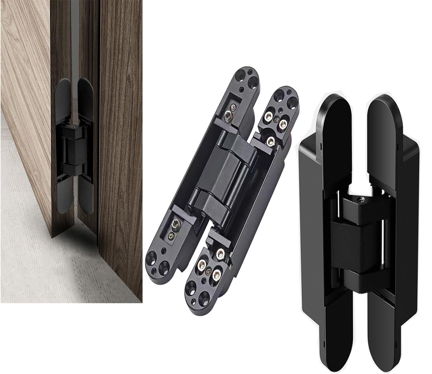 2-Pack 6 inch Hidden Door Hinges Heavy Duty Black, Invisible Concealed ...