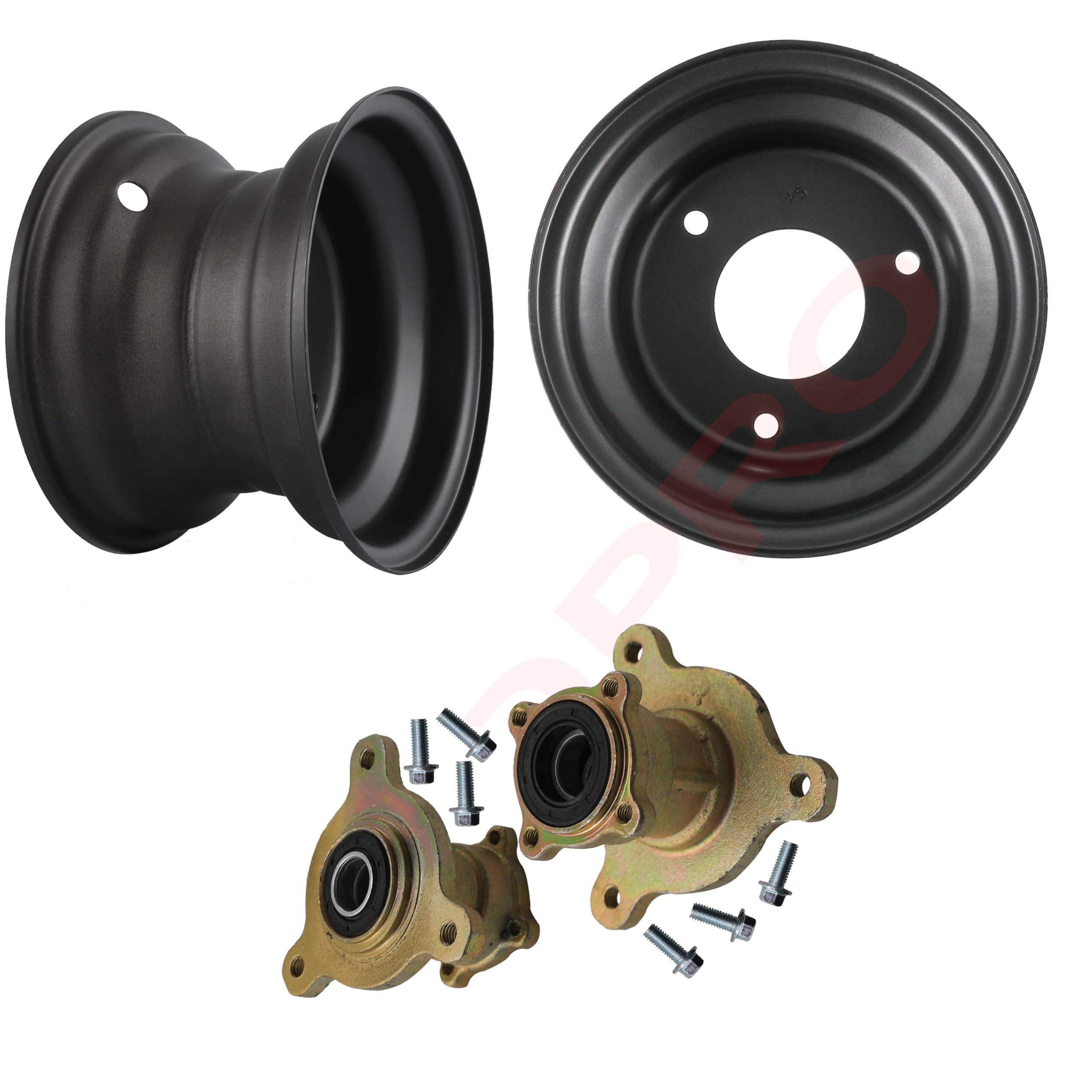 2 Pack 6 inch Wheel Rim 3 Holes with 17mm Bearing Front Wheel Rim Hubs ...