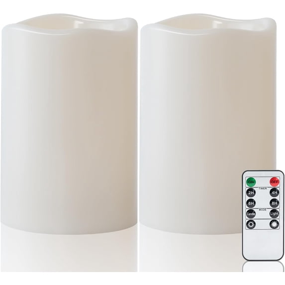 2 Pack 6" x 4" Outdoor Plastic Electric flameless Candles with Remote ...