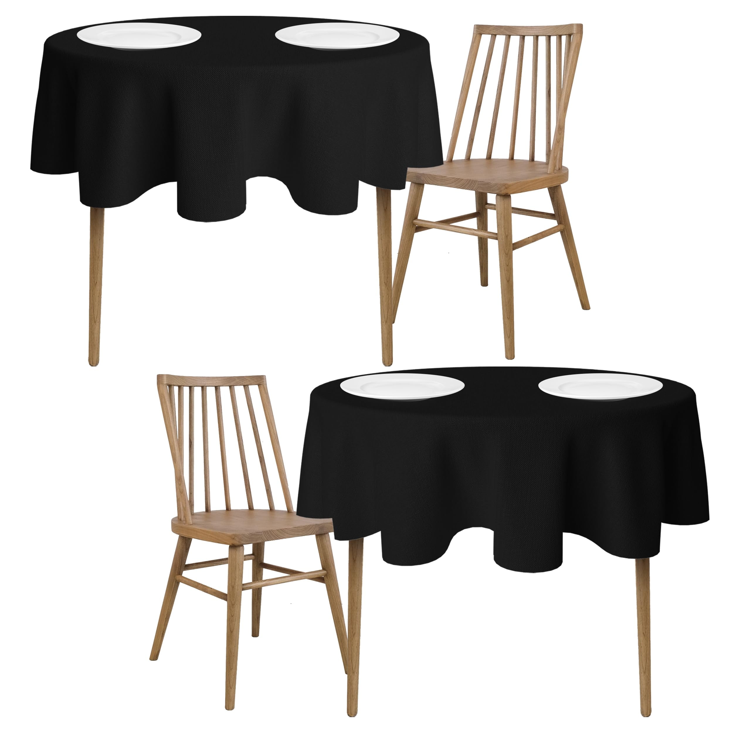 "Black Premium Tablecloths [2 Pack], 60"" Round for Wedding, Banquet ...