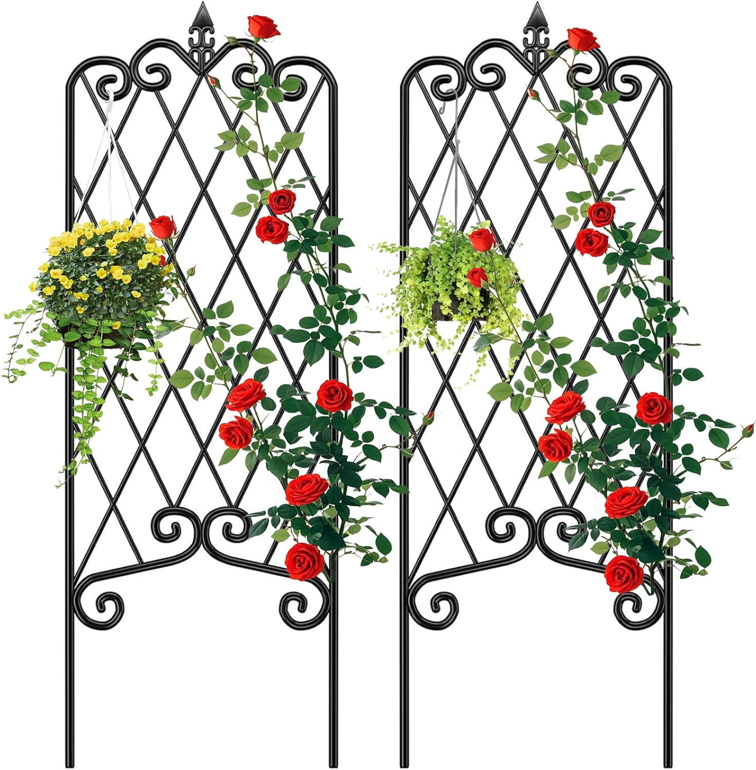 2 Pack 60" x 18" Garden Trellis for Climbing Plants Outdoor Metal ...