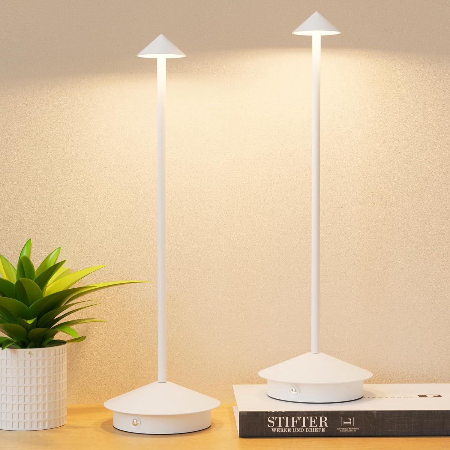 2-Pack 6000mAh Rechargeable Led Table Lamps,Outdoor Cordless Table Lamp ...