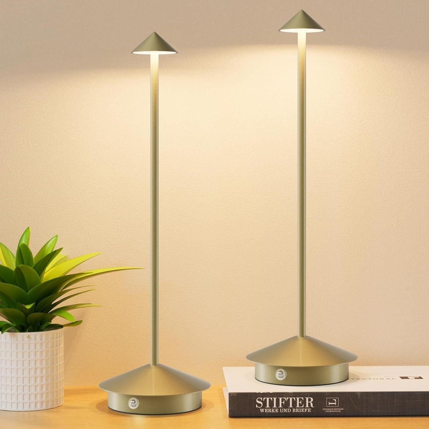 2-Pack 6000mAh Rechargeable Led Table Lamps,Outdoor Cordless Table Lamp ...