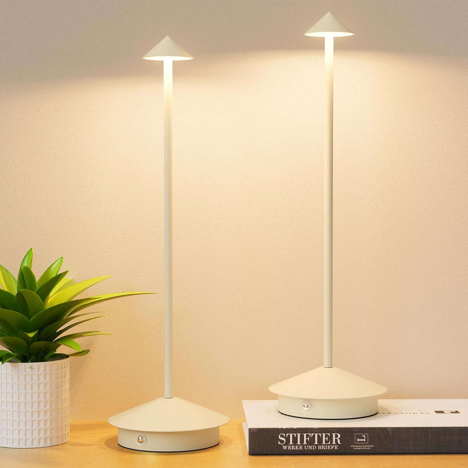 2-Pack 6000mAh Rechargeable Led Table Lamps,Outdoor Cordless Table Lamp ...