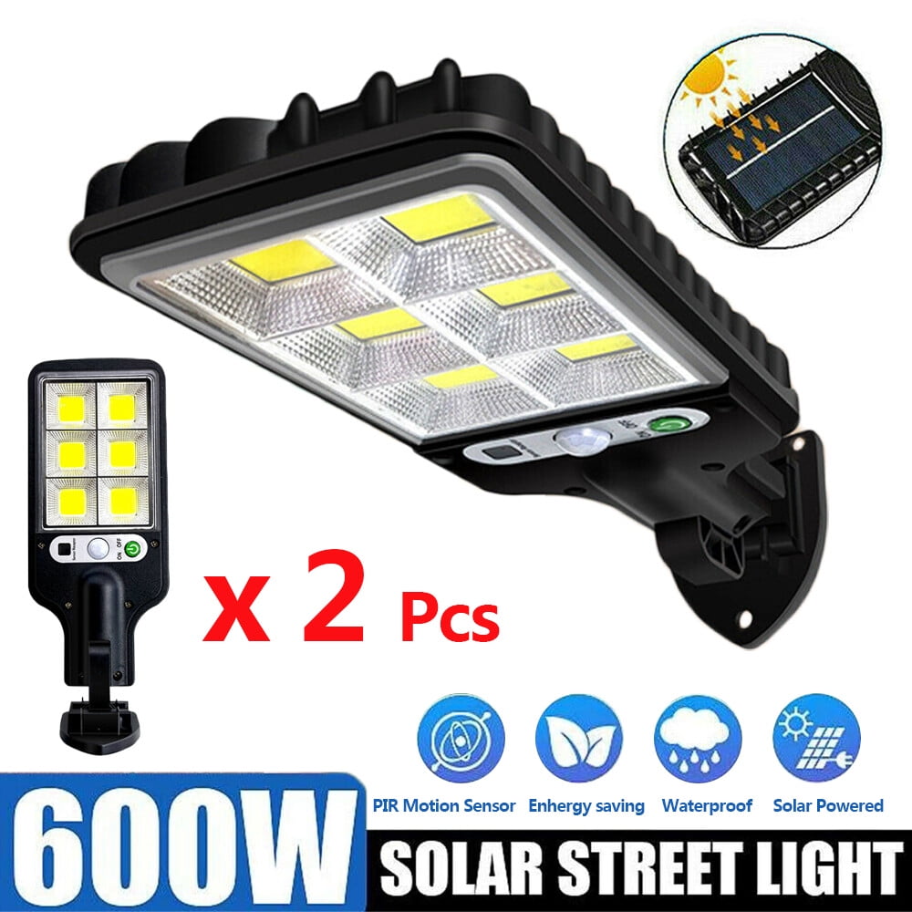 2 Pack 600W 72COB led Solar Street Lights Outdoor Wireless Solar ...