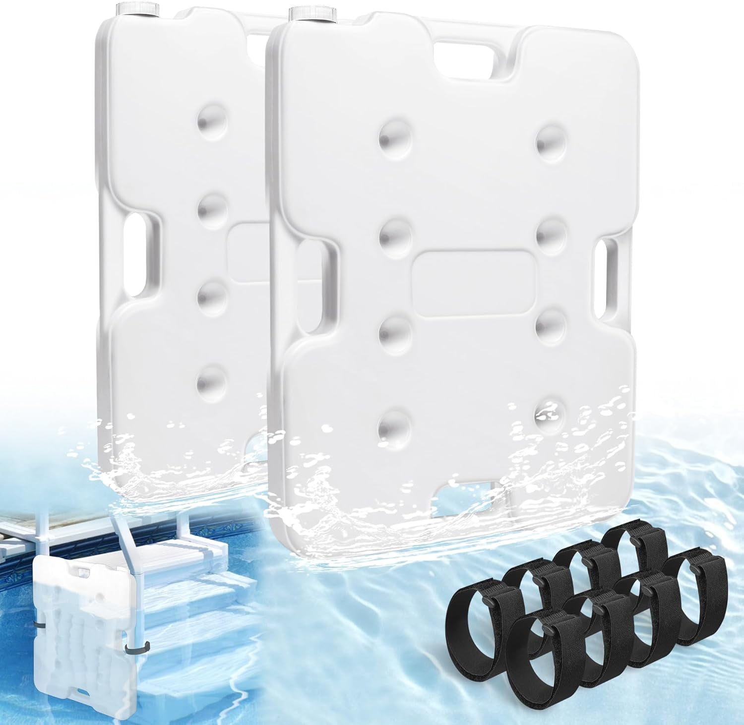 2 Pack 60lbs Heavy Duty Pool Ladder Weights, HDPE Waterproof Swimming ...