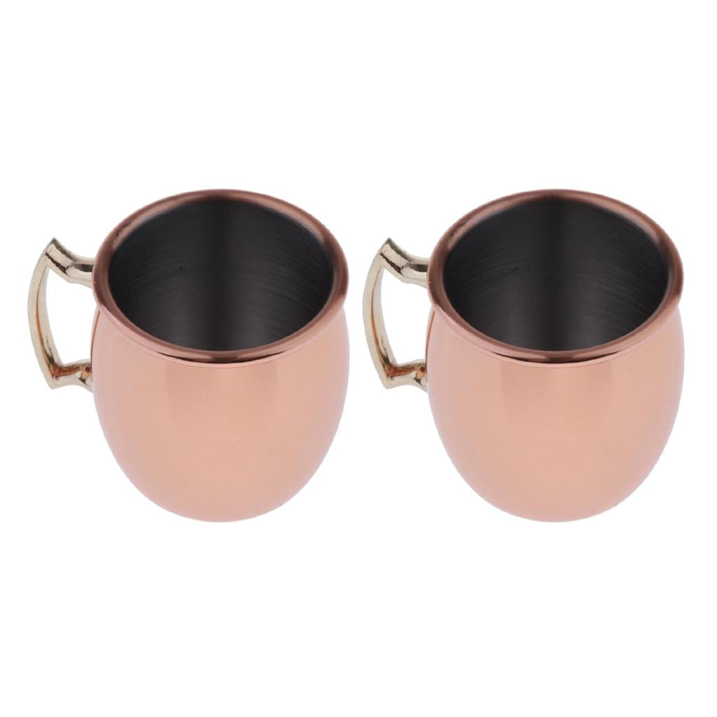 2-Pack 60ml Mug Marble Double Walled Copper Mugs Cup, Pure Solid Copper ...