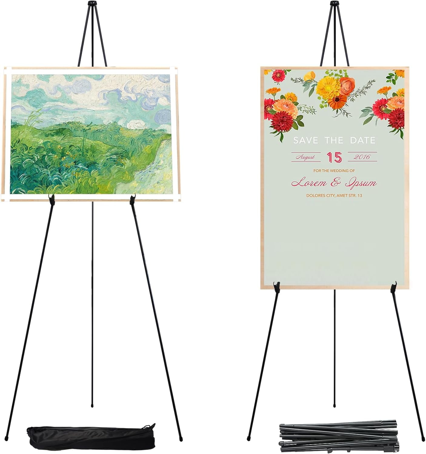 2 Pack 63" Black Easel Stand for Display Wedding Sign & Poster ...