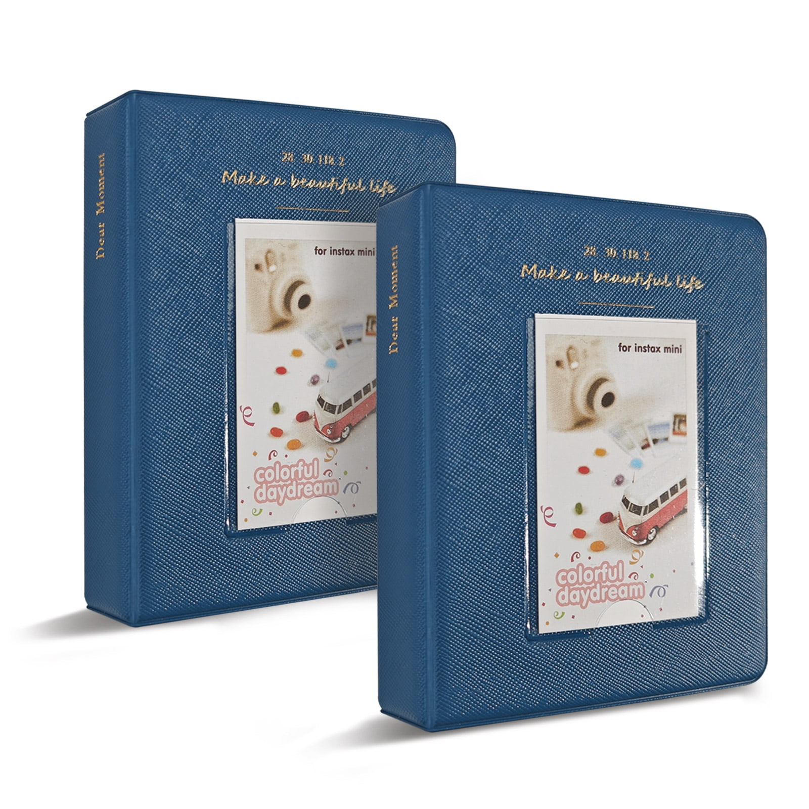 2 Pack 64 Pocket Photo Album, 2" x 3" PU Leather Mini Film Picture Book ...