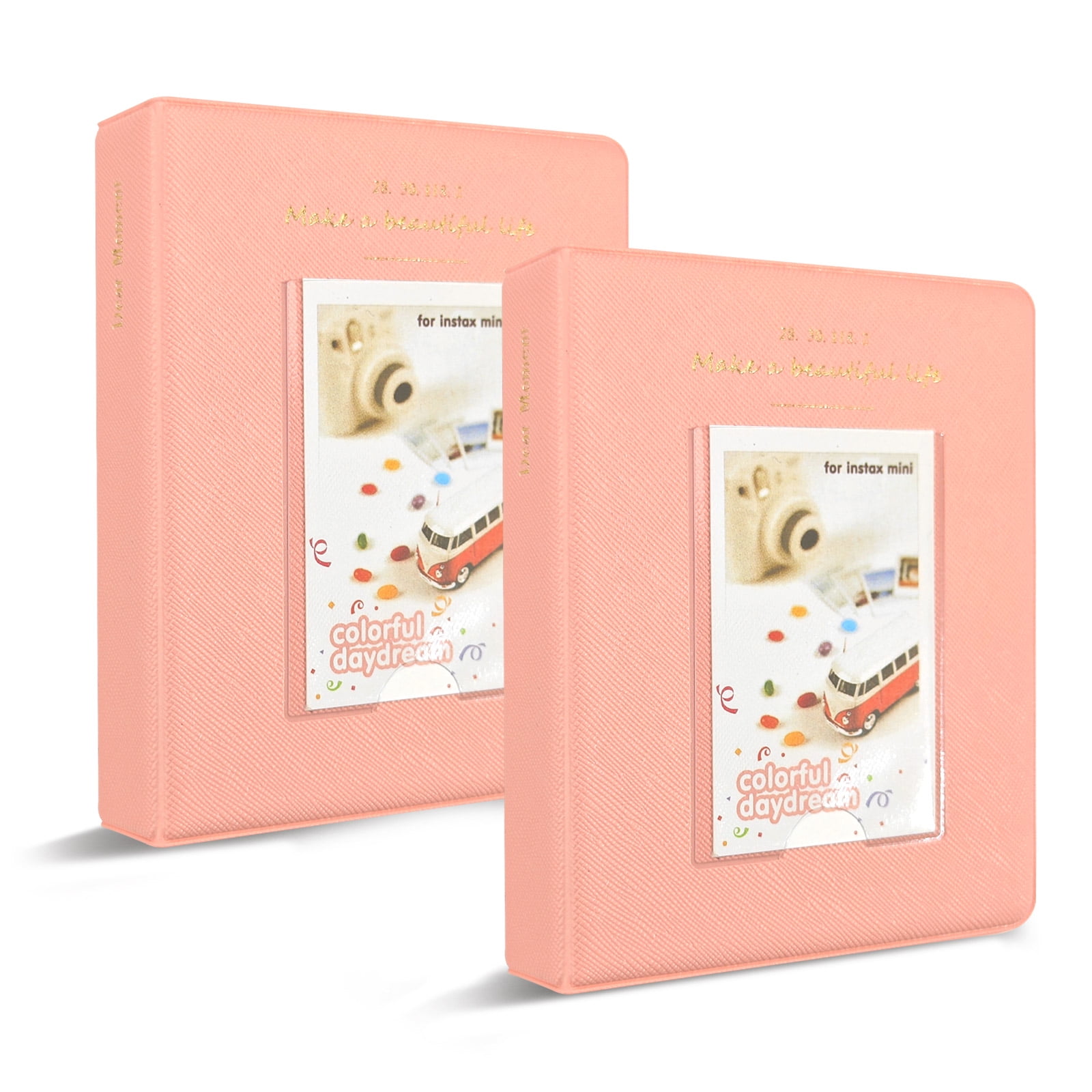 2 Pack 64 Pocket Photo Album, 2" x 3" PU Leather Mini Film Picture Book ...