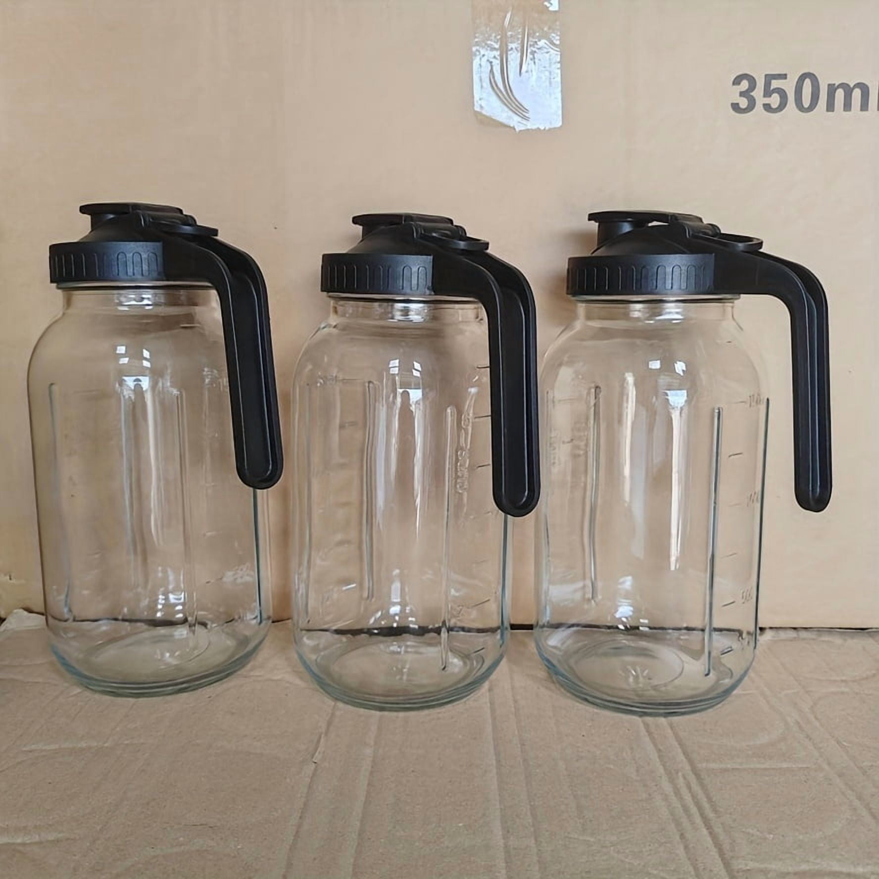 2-Pack 64oz Mason Jars with Lids, Wide Mouth Glass Pitcher, Leak-Proof ...