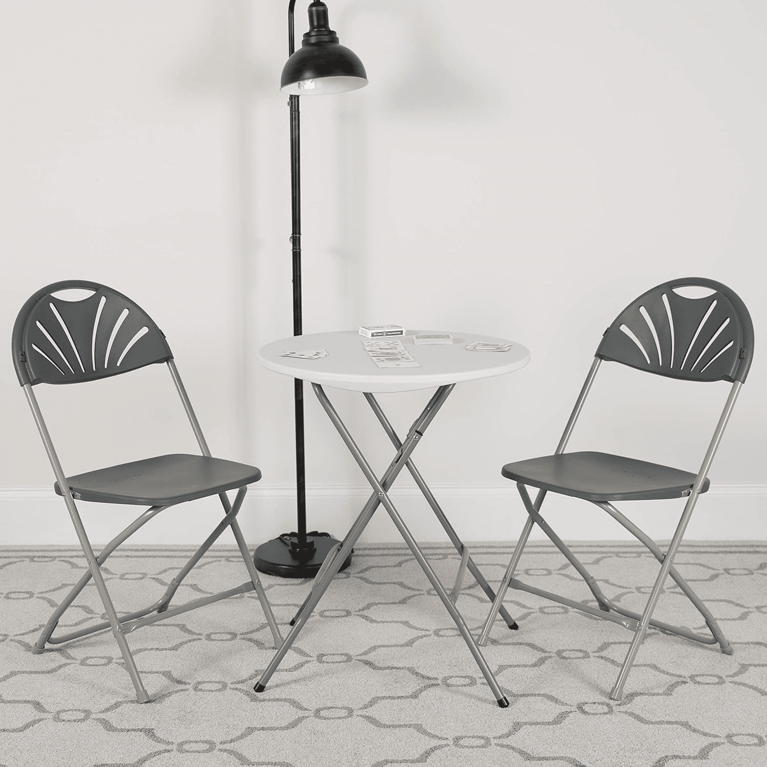 2 Pack 650 lb. Capacity Black Plastic Fan Back Folding Chair - Walmart.com