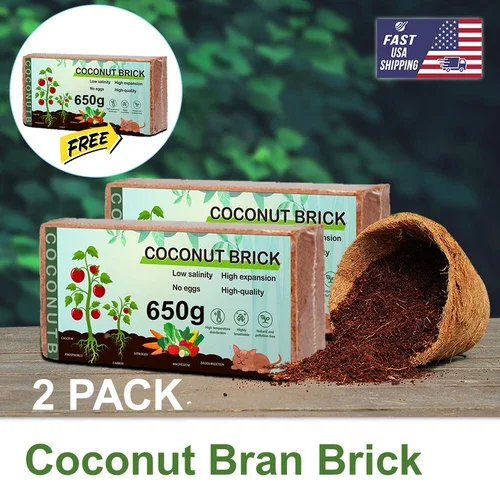 2 Pack 650G Fiber Potting Soil Growing Media Gardening Coco Coir Brick Coconut - Walmart.com