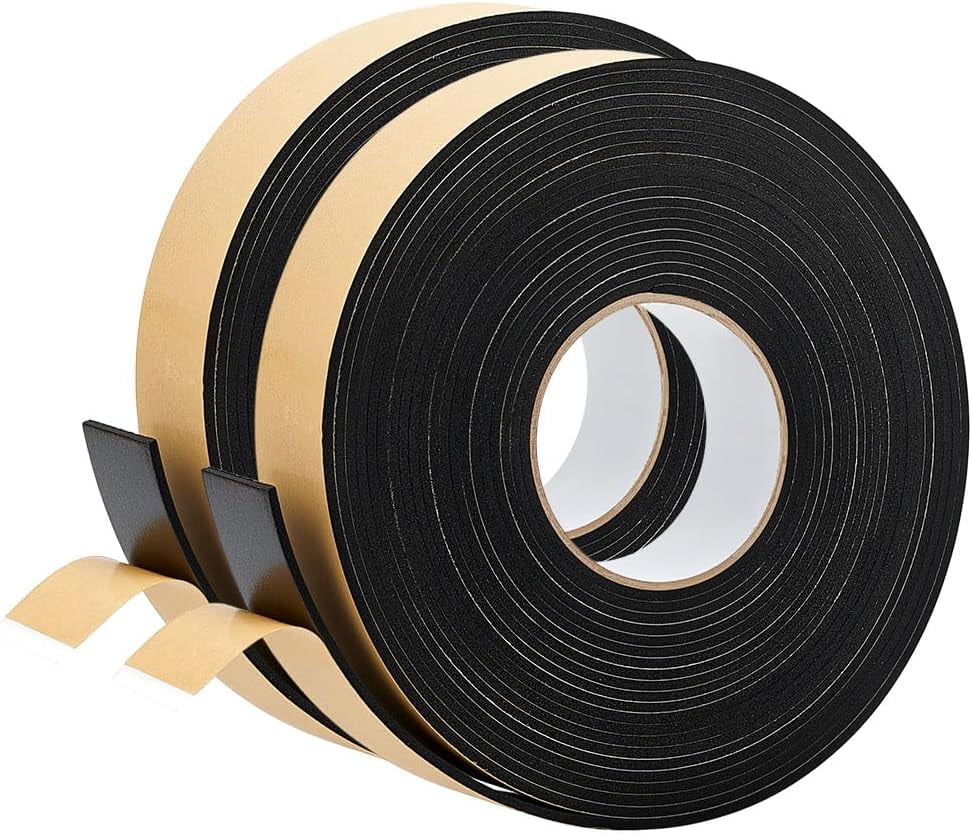 2 Pack 65Ft Self Adhesive Foam Strip Black Single Sided Weather ...