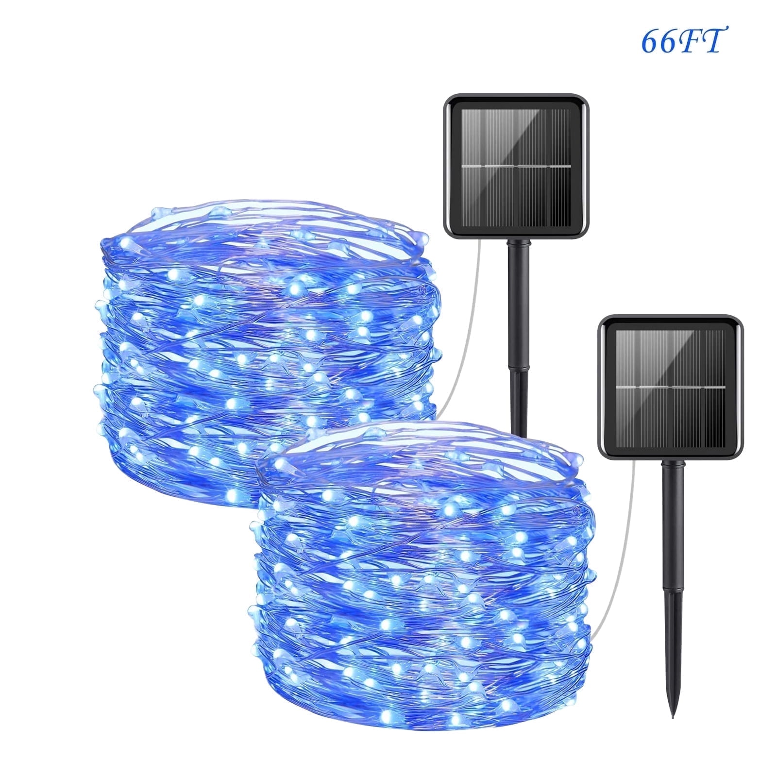 2 Pack 66 ft 200 LED Outdoor Solar String Lights, Waterproof Solar ...
