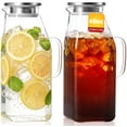 2-Pack 68oz Square Glass Water Pitcher with Lid – Borosilicate Carafes ...
