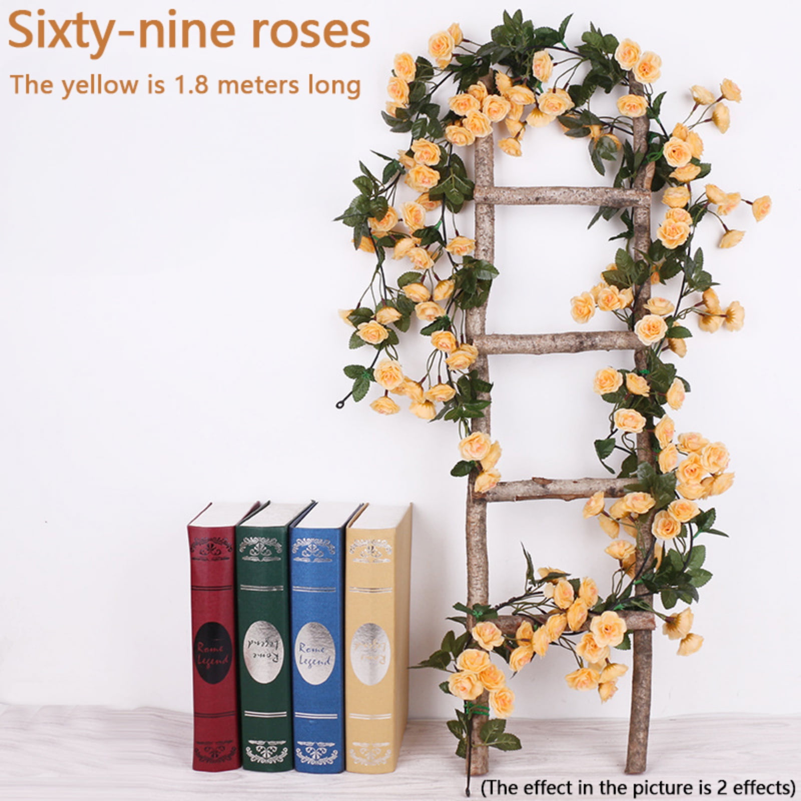 2 Pack 69/45 Heads Artificial Rose Vine Flowers Garlands Decorations ...