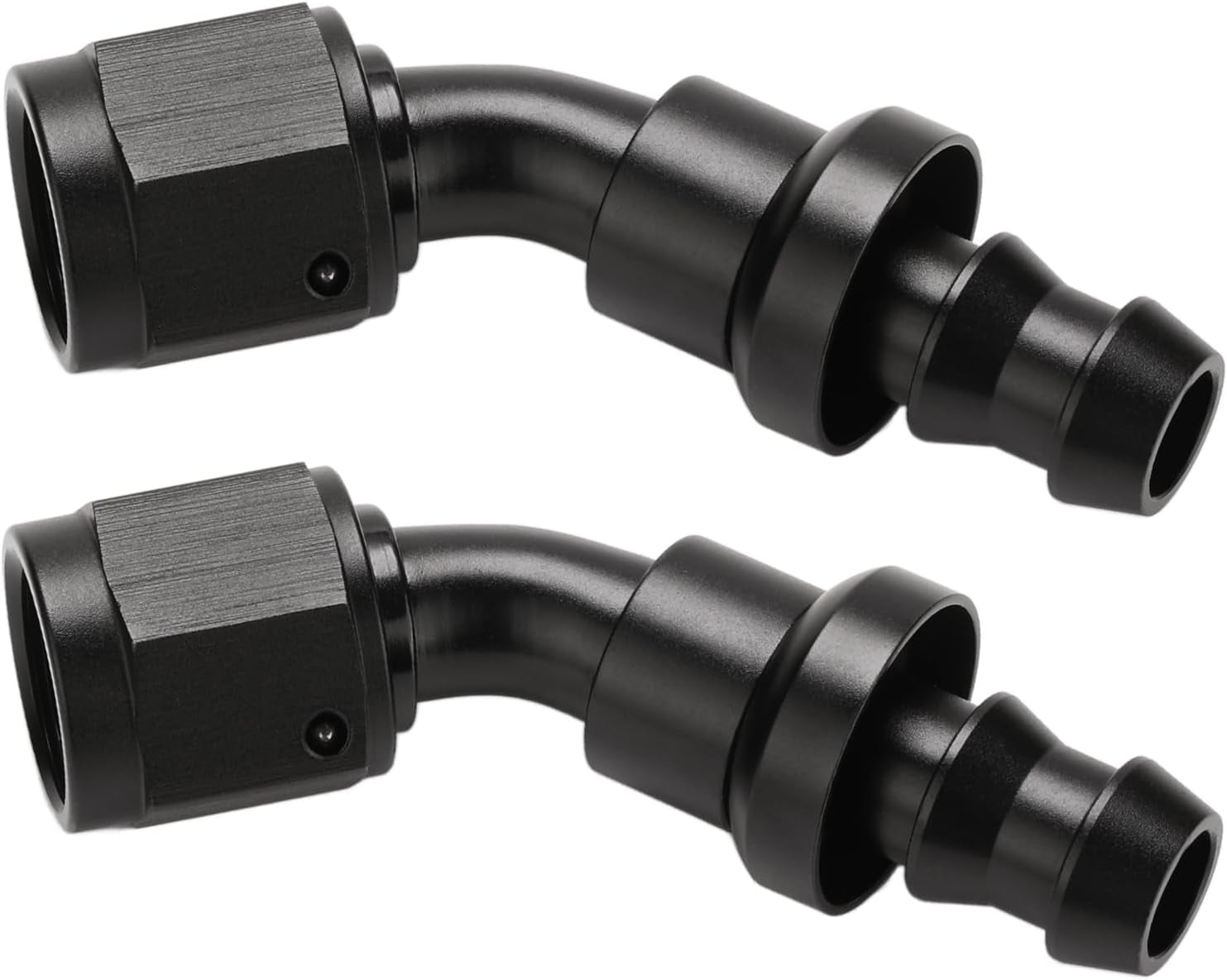 2 Pack 6AN 90 Degree Push Lock Hose Fitting End Adapter Aluminum Black ...