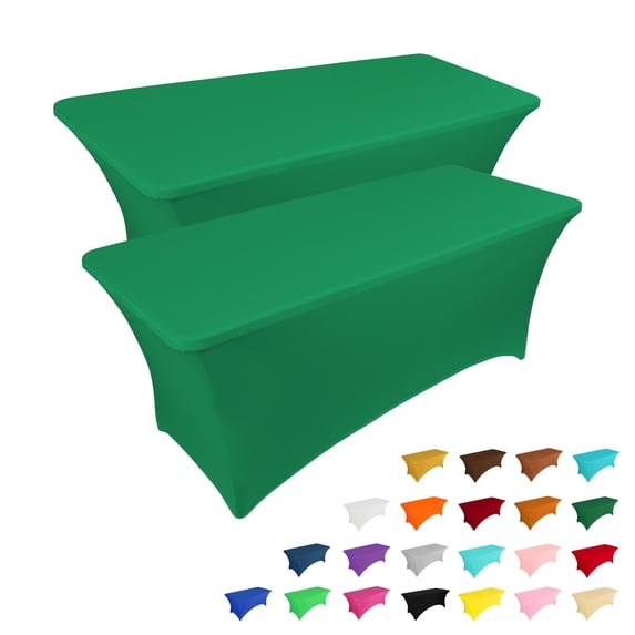 2 Pack 6FT Table Cloth for Rectangular Fitted Events Stretch Black ...