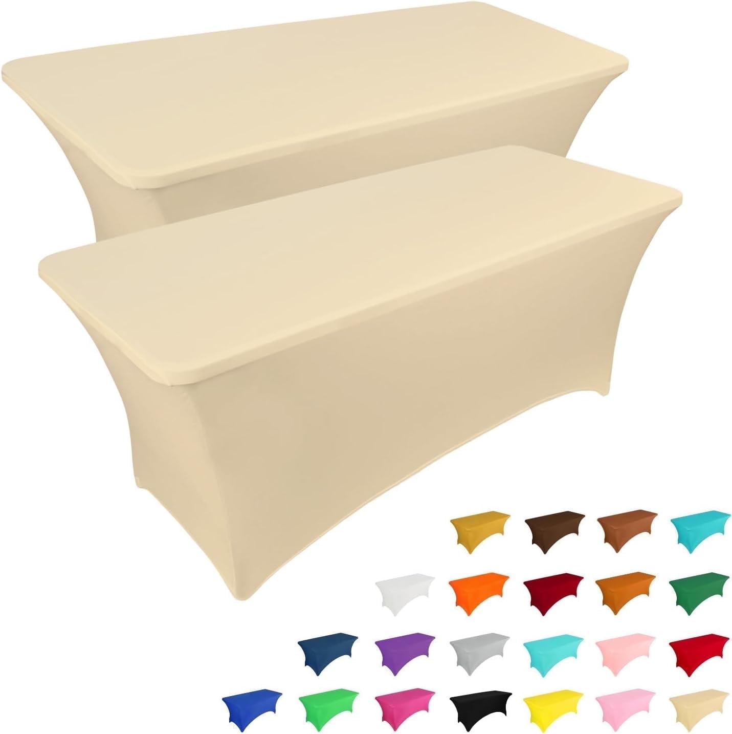 Parojati 2 Pack 6FT Table Cloth for Rectangular Fitted Events Stretch ...