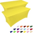 2 Pack 6FT Table Cloth for Rectangular Fitted Events Stretch Yellow ...
