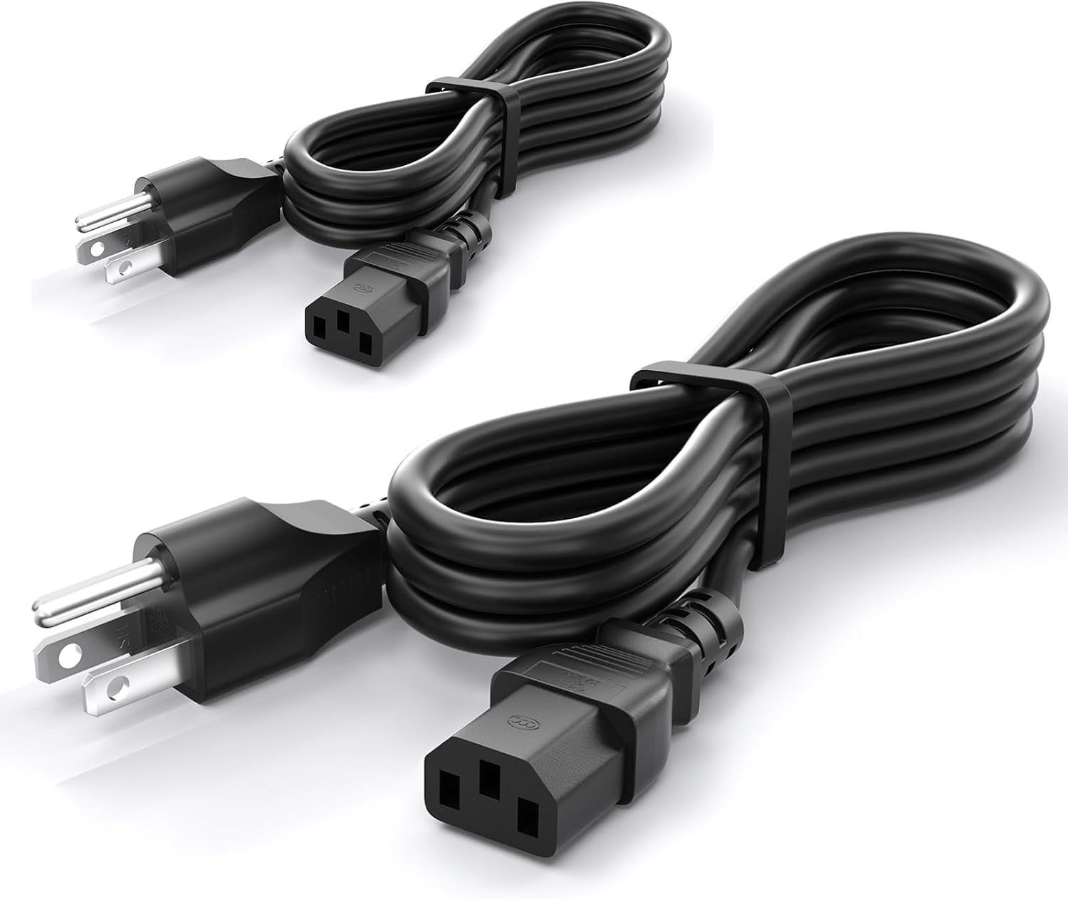 (2 Pack) 6Ft 3 Prong Ac Power Cord Made For Desktop Computer, Lcd ...
