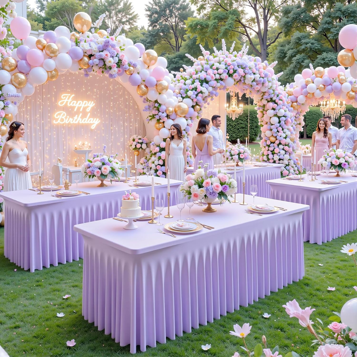 2 Pack 6ft Lavender Spandex Table Cloths for Rectangle Tables - Walmart.com